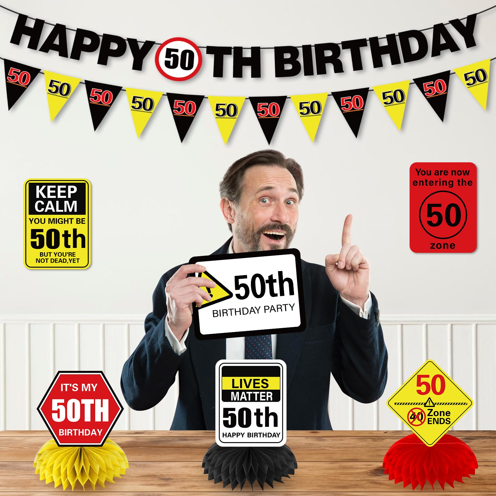 50th Birthday Funny Him Banners 50th Birthday Balloon Banner For Men
