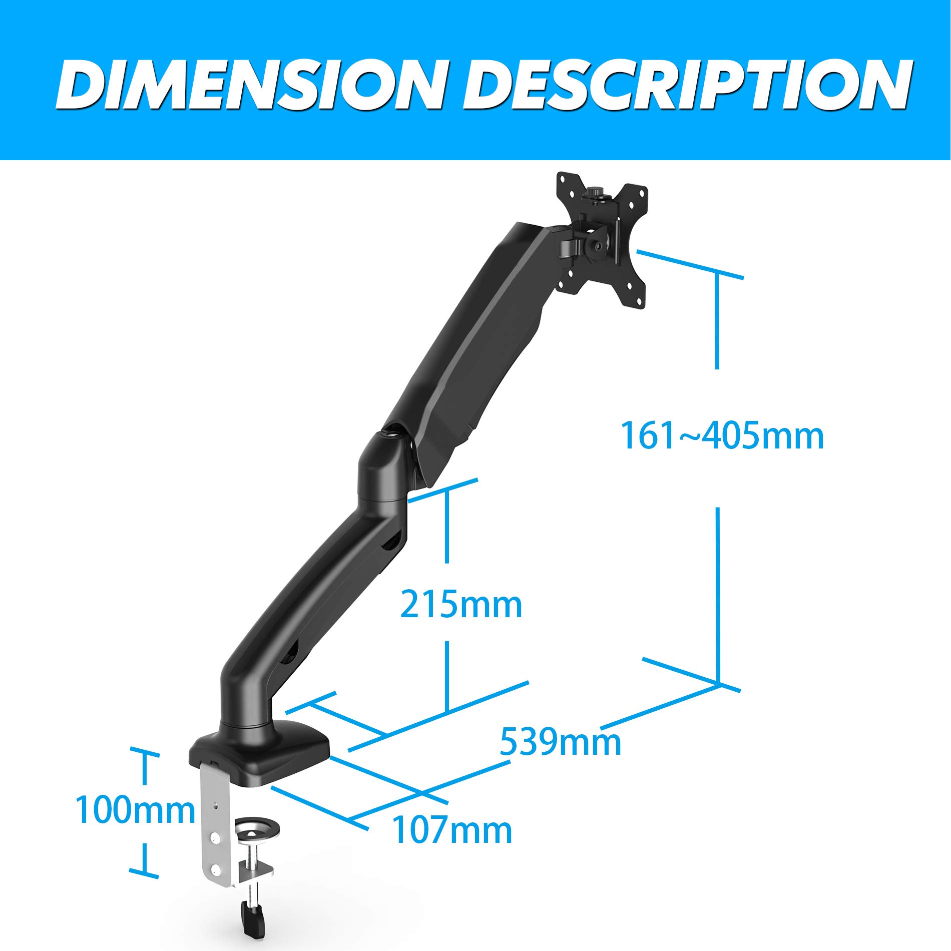 Buy Amazon Brand-Eono by Amazon Monitor Arm Adjustable Gas Spring Full ...