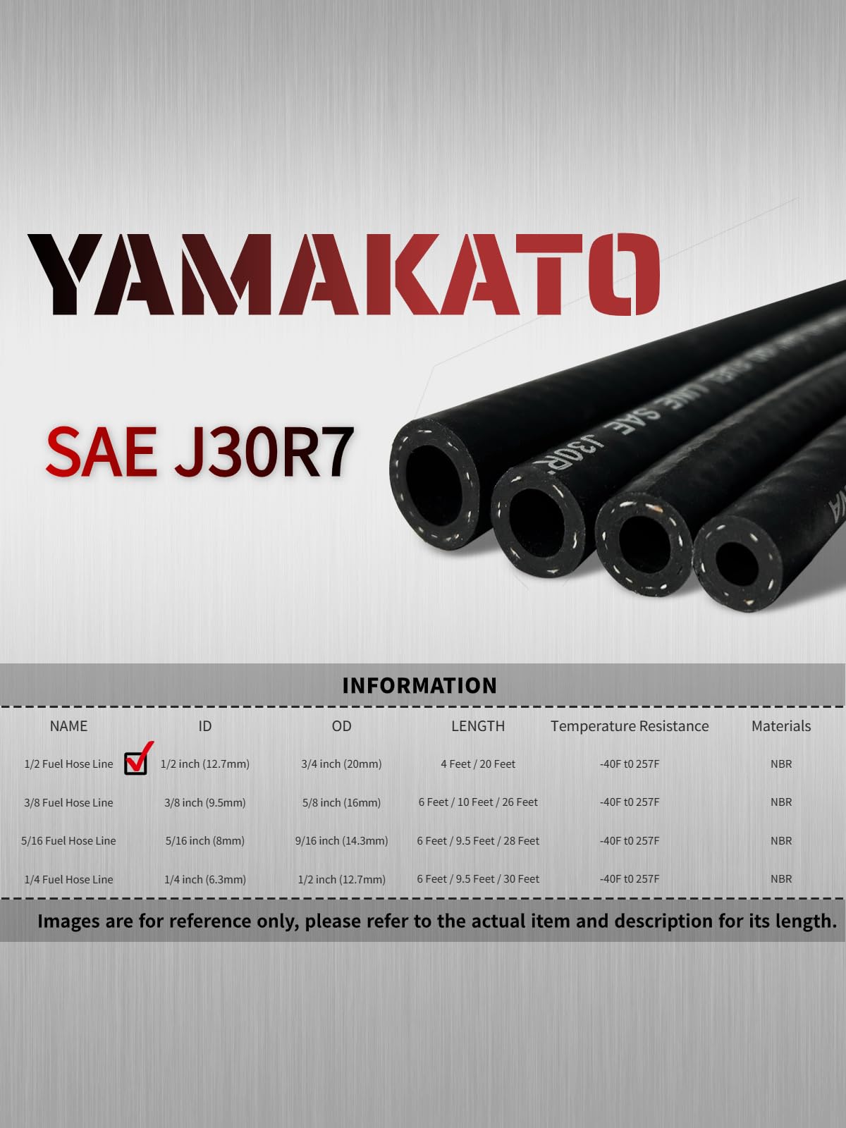 Snapklik.com : 1/2 Fuel Line Gas Hose Clamp Push Lock NBR Braided SAE J30R7 20 Feet Rubber ...