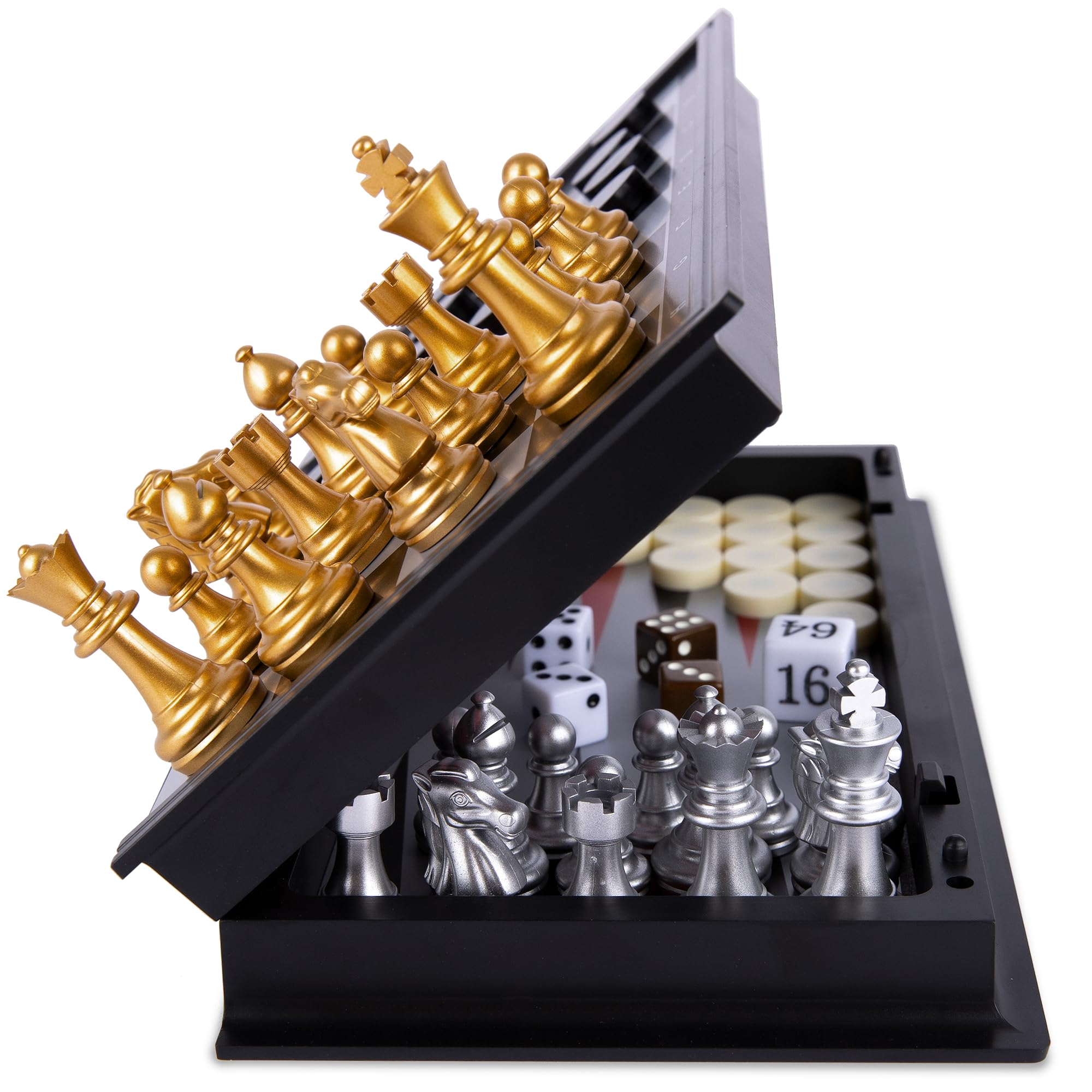 Amazon.com: Gamie 3 in 1 Magnetic Travel Chess Set - Portable Chess ...