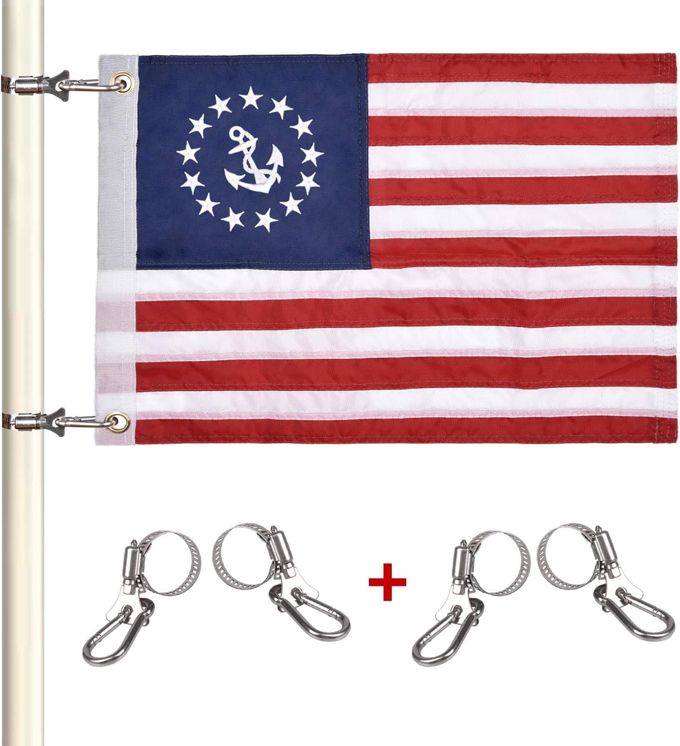 Amazon.com : Mosprovie US Boat Flag 12x18 - Embroidered Stars American ...