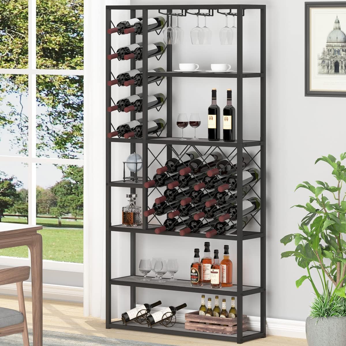 Amazon.com: YITAHOME Small Kitchen Microwave Bakers Stand Wine Rack ...