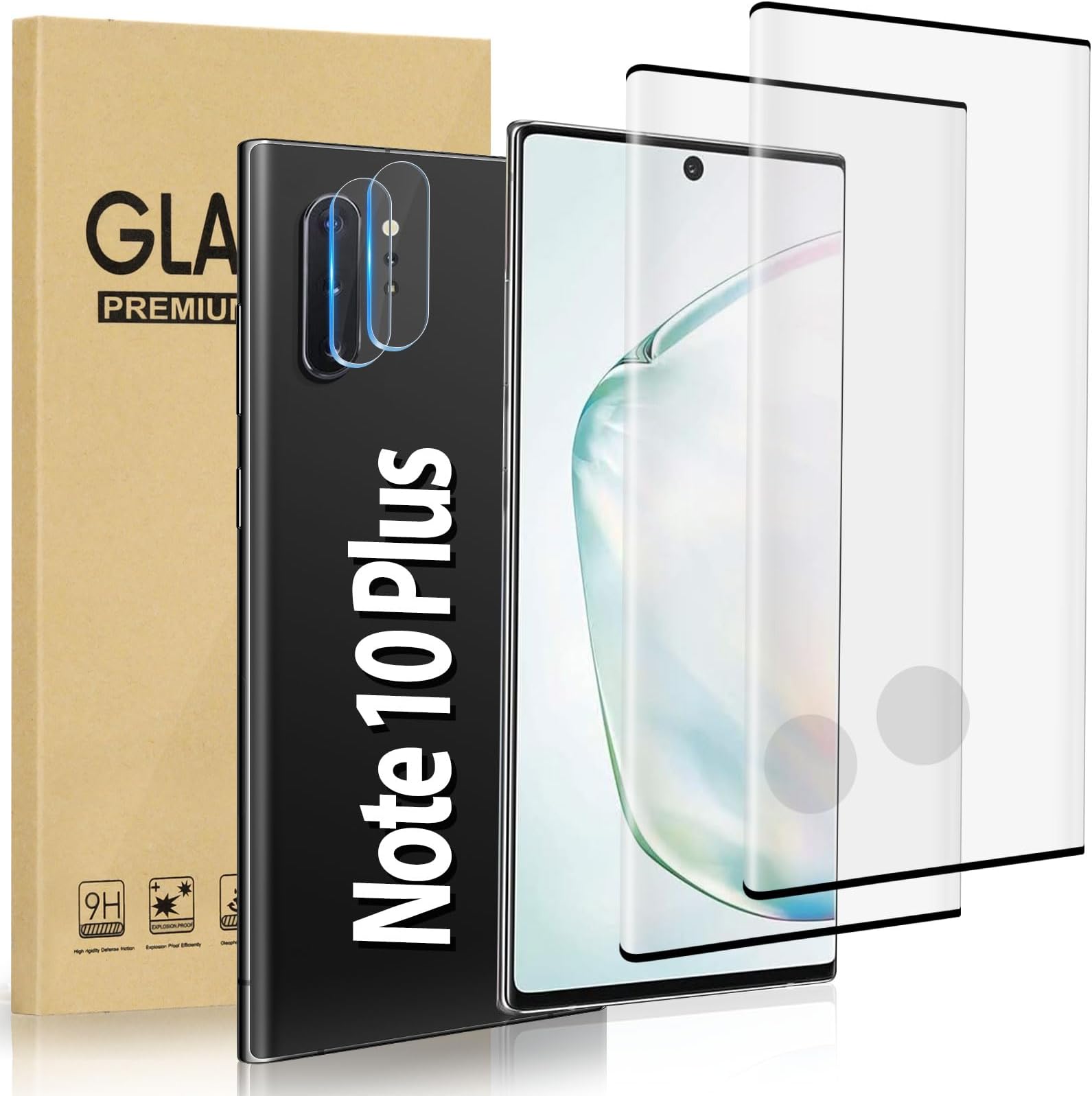 Amazon.com: Audins 2+2 Pack Galaxy Note 10 Plus Screen Protector, 9H ...