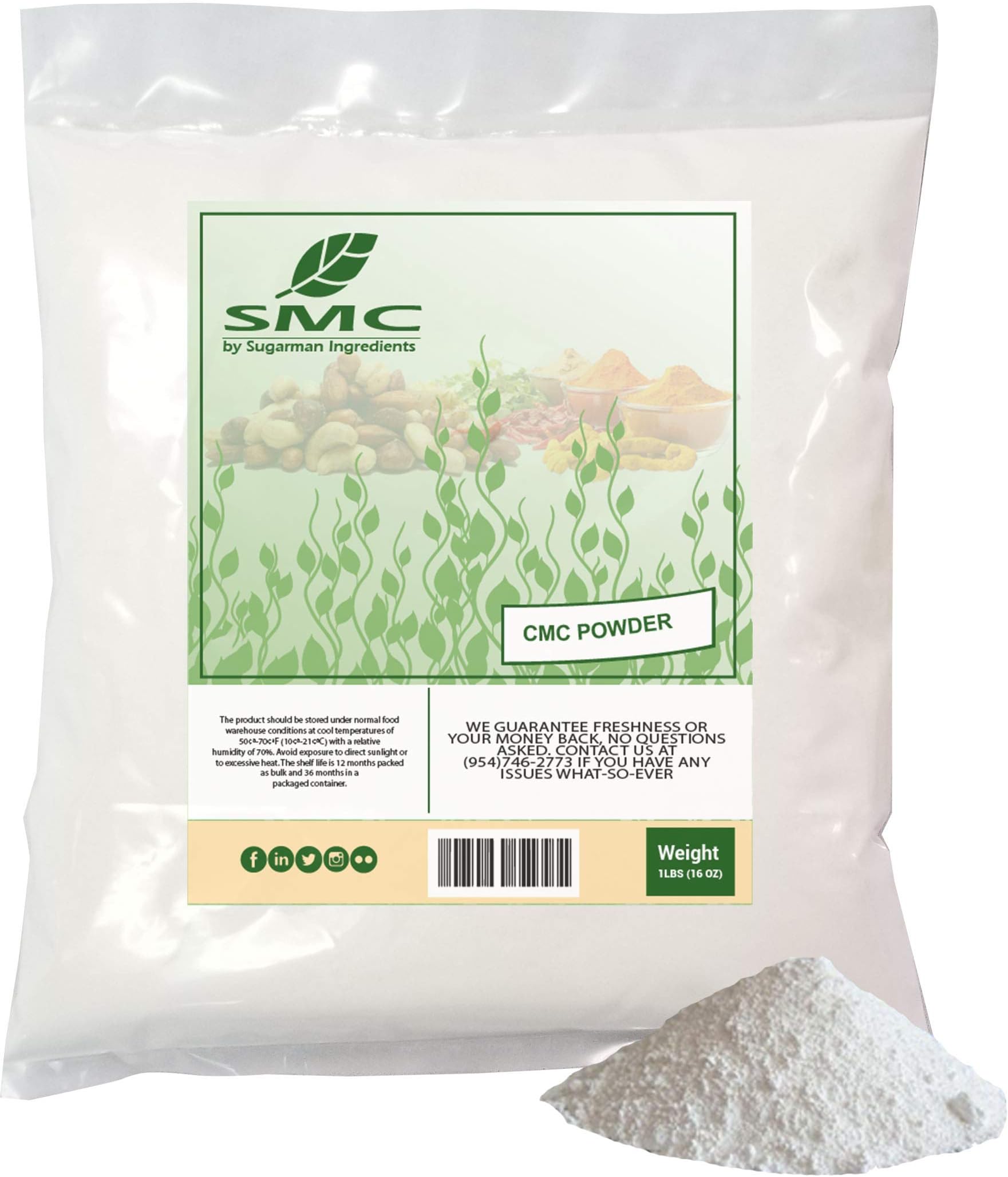 Amazon.com : CMC Powder 1 Pound BULK-SODIUM CARBOXYMETHYL CELLULOSE ...