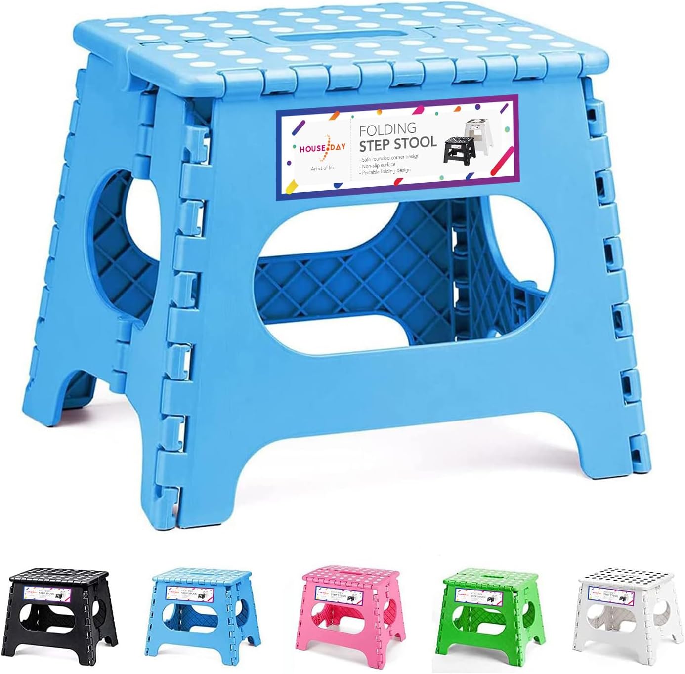 HOUSE DAY 11 Inch Folding Step Stool for Kids- Heavy Duty Plastic Step ...