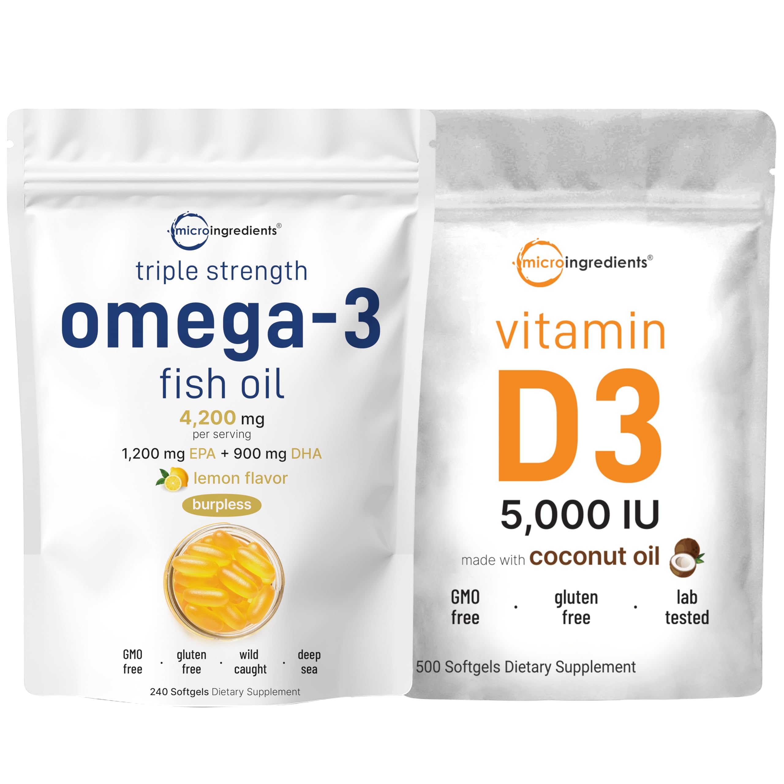 Amazon.com: Micro Ingredients Omega-3 Fish Oil 4,200mg & Bundle Pack ...
