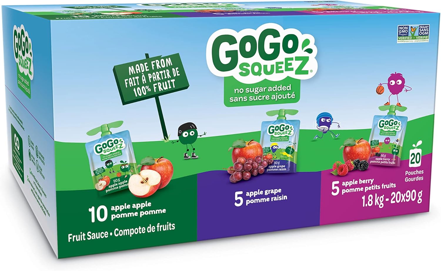 GoGo squeeZ Fruit Sauce Variety Pack, Apple, Grape, Berry, No Sugar ...