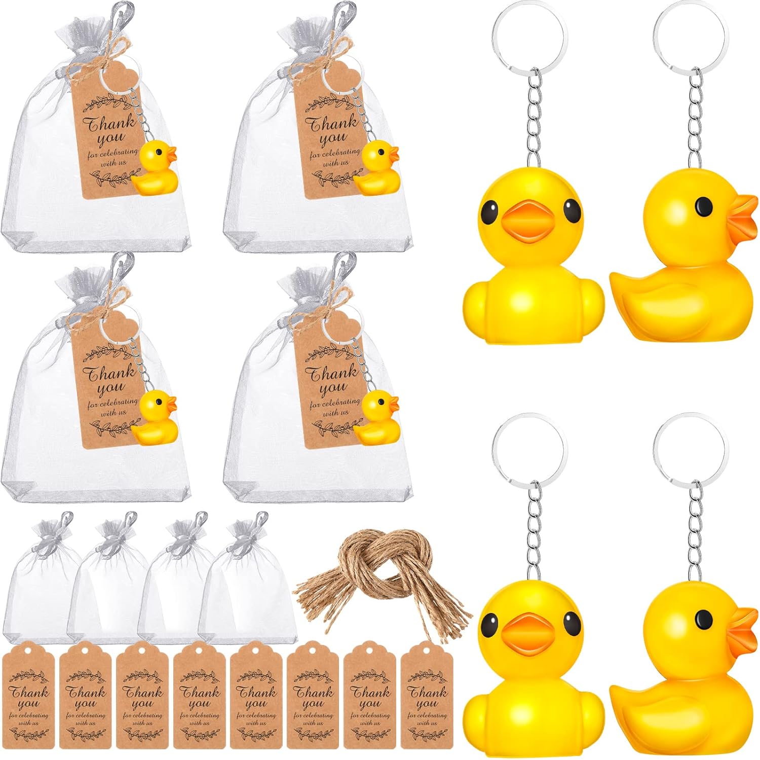 Amazon.com: Kenning 200 Pieces Duck Keychain Bulk Vivid Yellow Mini ...