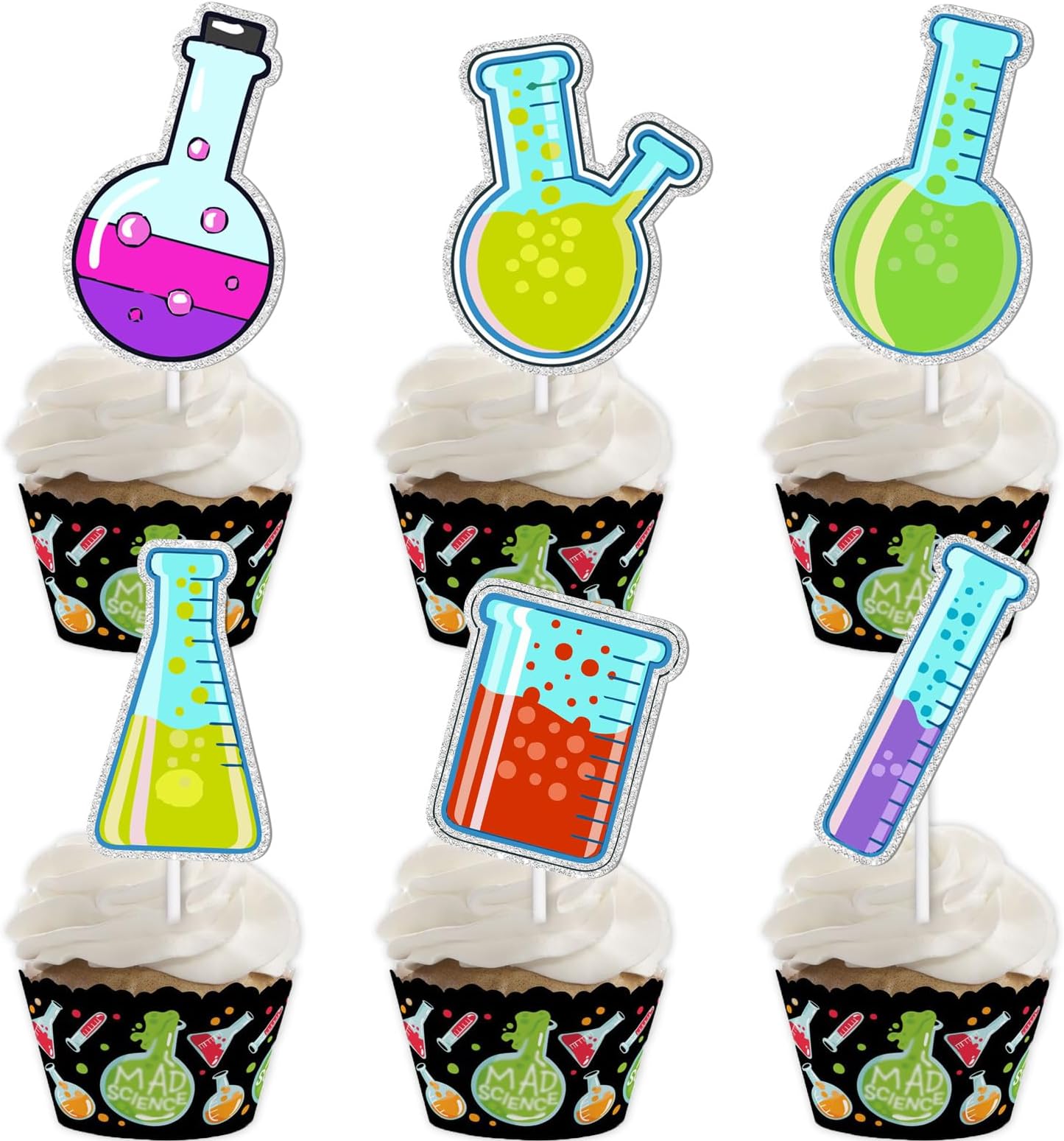Amazon.com: Mad Scientist Science Edible Cupcake Toppers Decoration ...