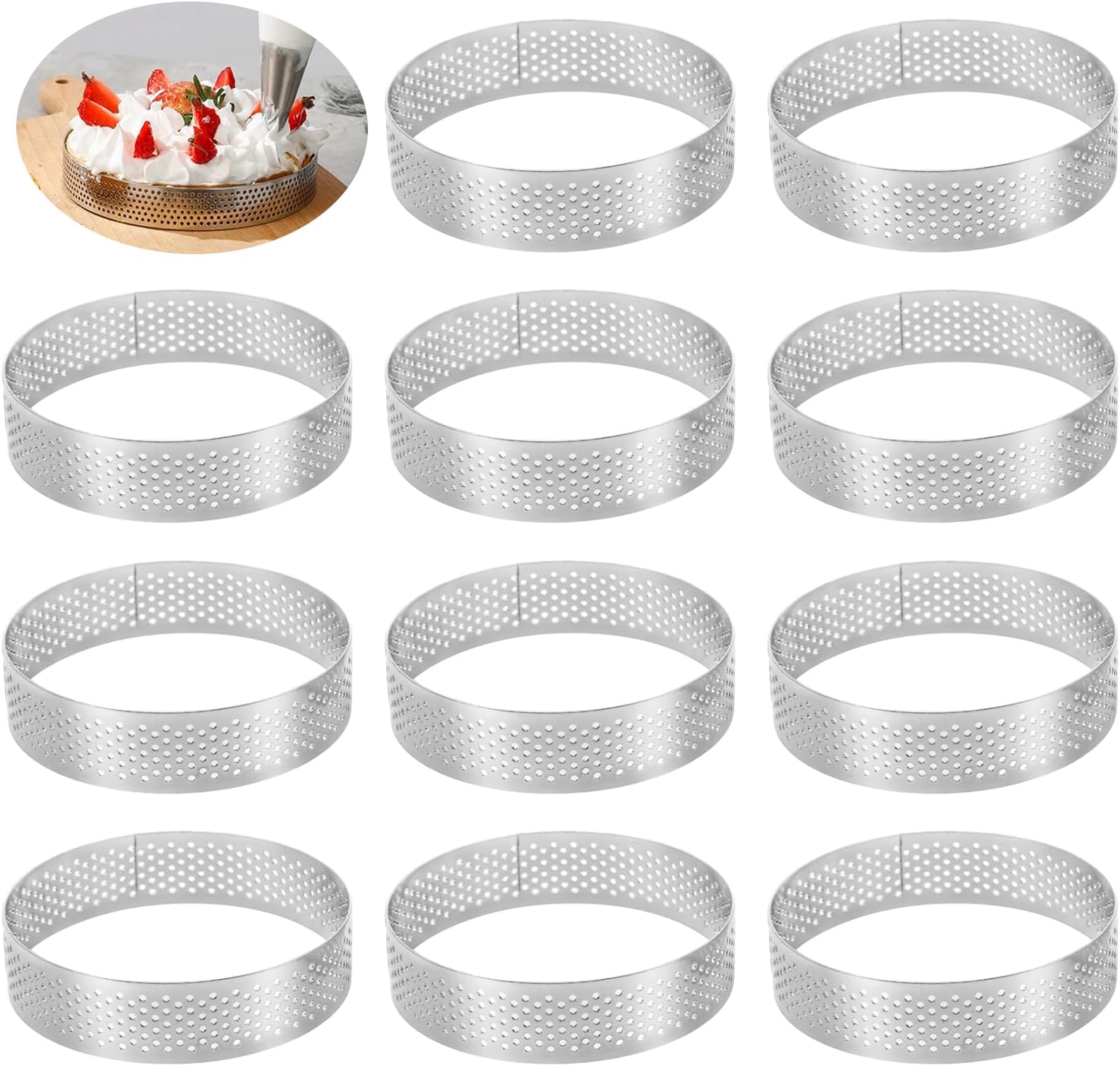Amazon.com: 16 Pieces 2 Inch 304 Stainless Steel Tart Ring,Perforated ...