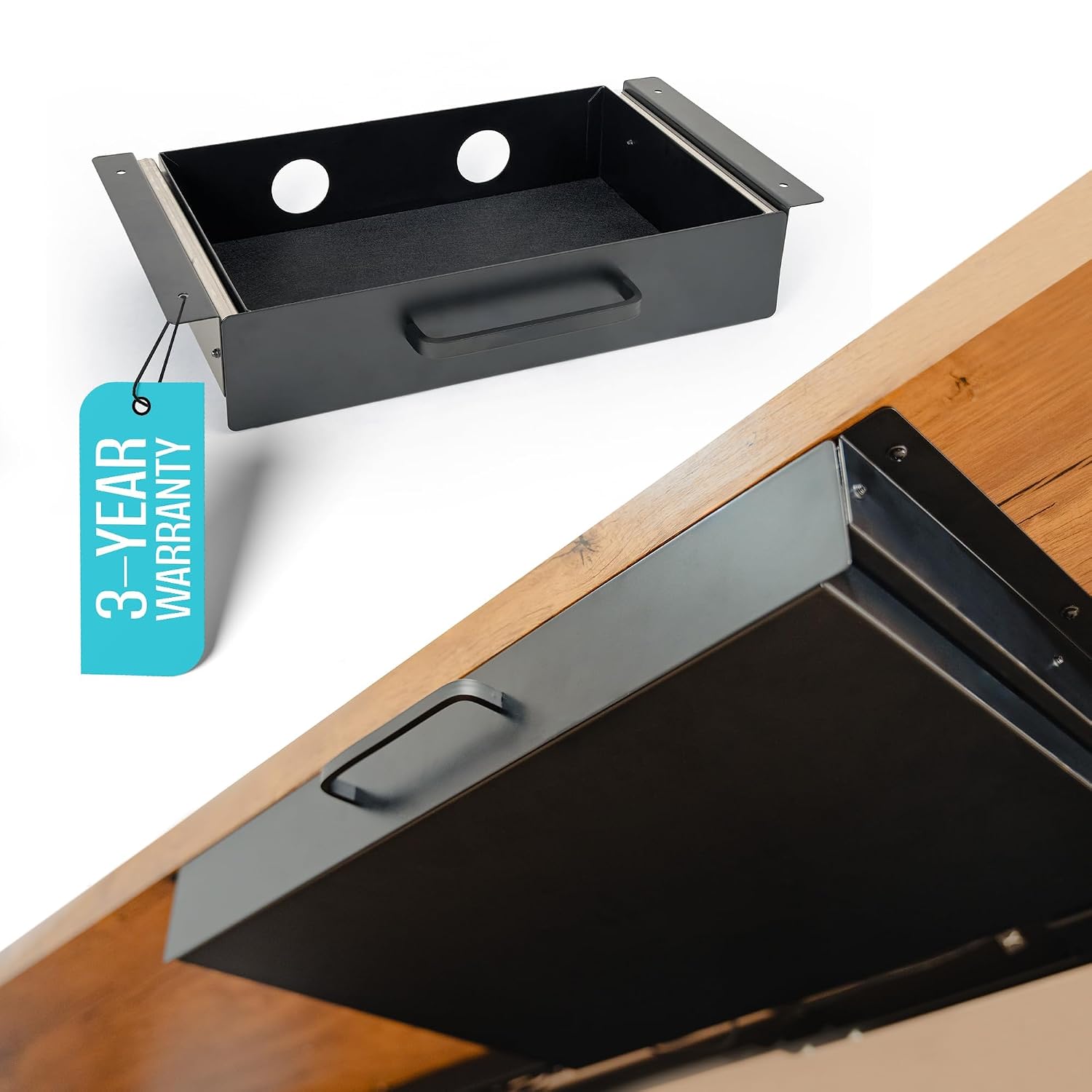 Under Desk Drawer Slide Out Attachment - Carbon Steel Undermount Table ...