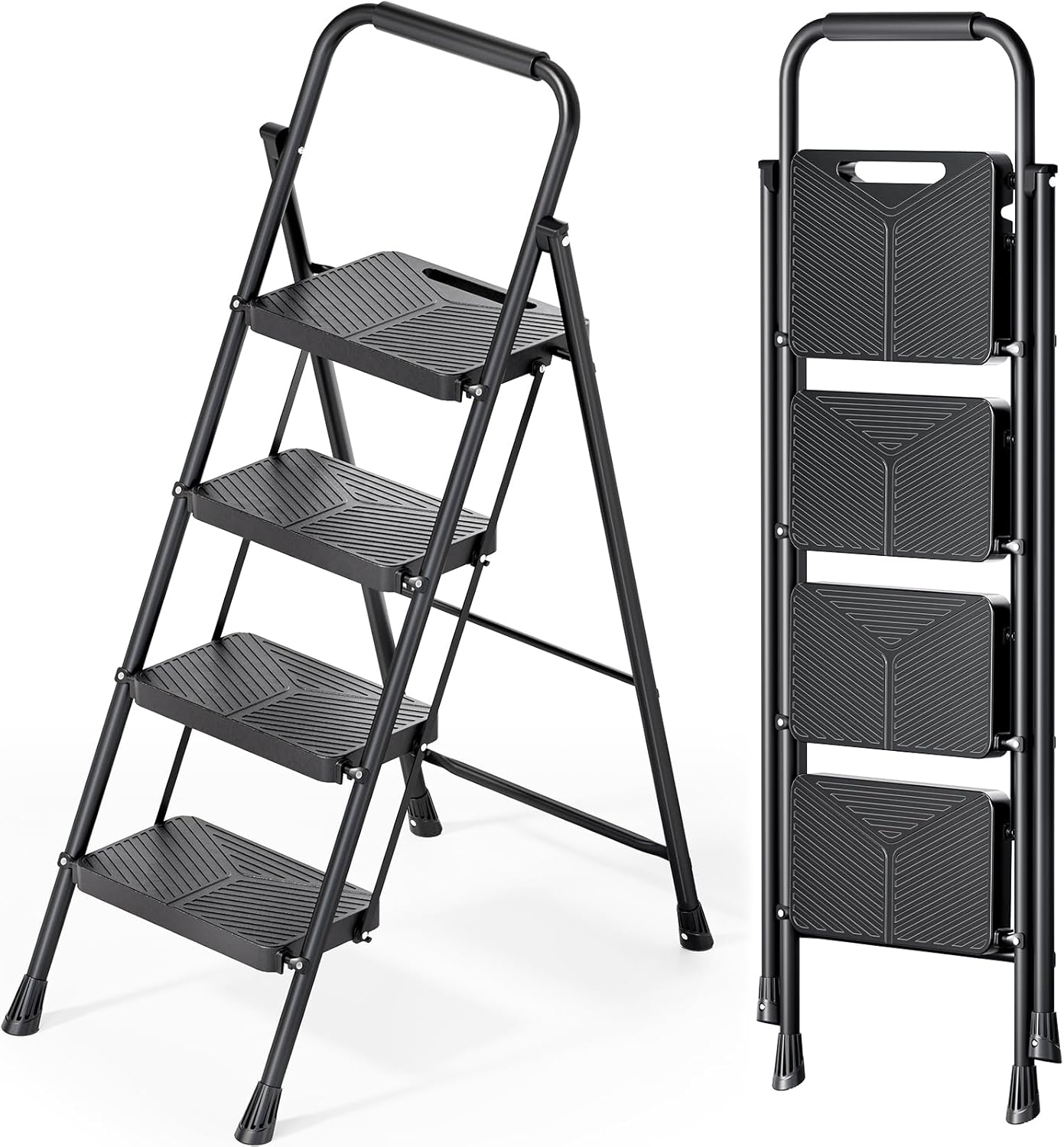 KINGRACK Folding 4 Step Ladder, Portable Ladder for Multi-Purpose, Home ...