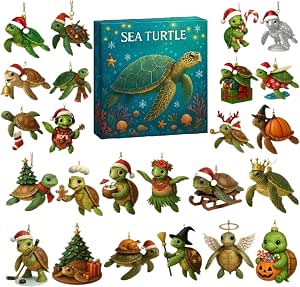 Christmas Sea Turtle Advent Countdown - 24 Days 2D Acrylic Decor,2025 ...