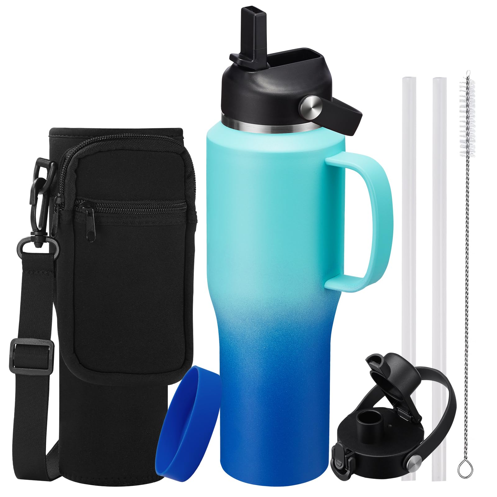 Amazon.com: 32oz Insulated Water Bottle Tumbler - with Straw & Spout ...