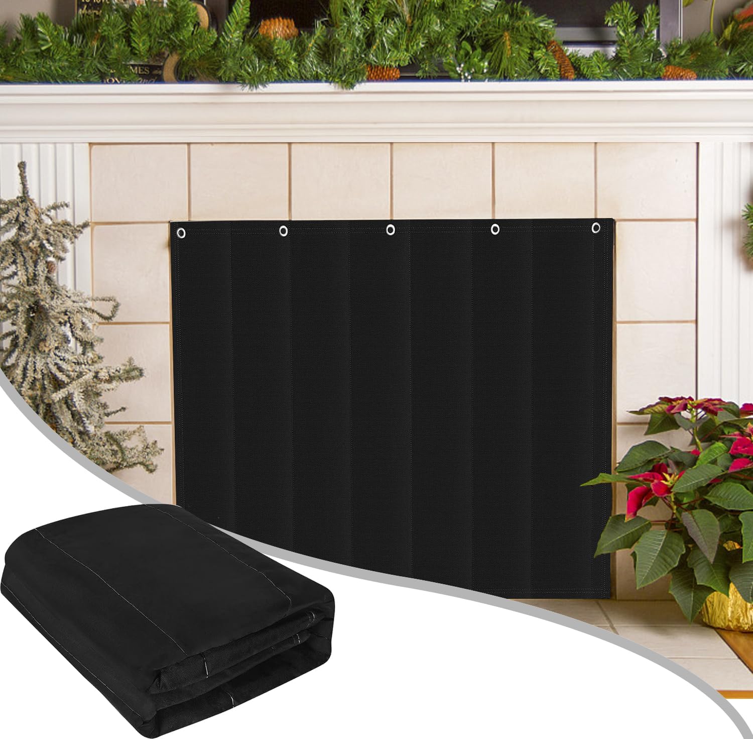 45 x 34 Inch Fireplace Blocker Blanket- Self-Adhesive Fireplace Draft ...