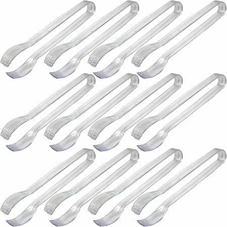 Amazon.com: Mini Clear Plastic Tongs - 5.5" x 10" (12 Count) – Sturdy ...
