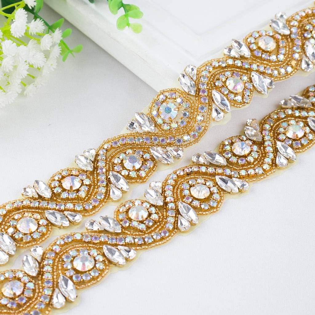Amazon.com: Wedding Rhinestones Applique, Rhinetones Trim for Dress ...