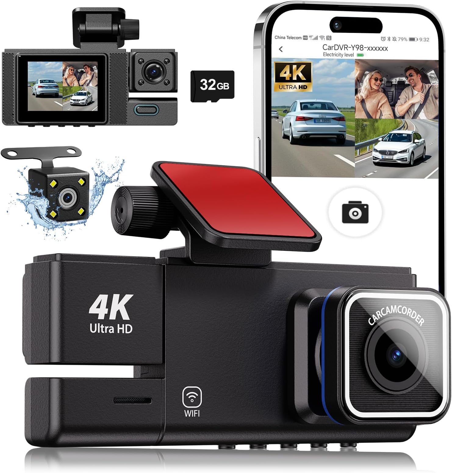 Amazon.com: Dash Cam Front and Rear,3" IPS Screen Dash Camera for Cars,Car Camera 4K HD Front ...