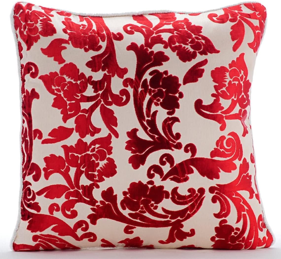Amazon.com: The HomeCentric Cayenne Red Throw Pillow Cover Red Floral ...