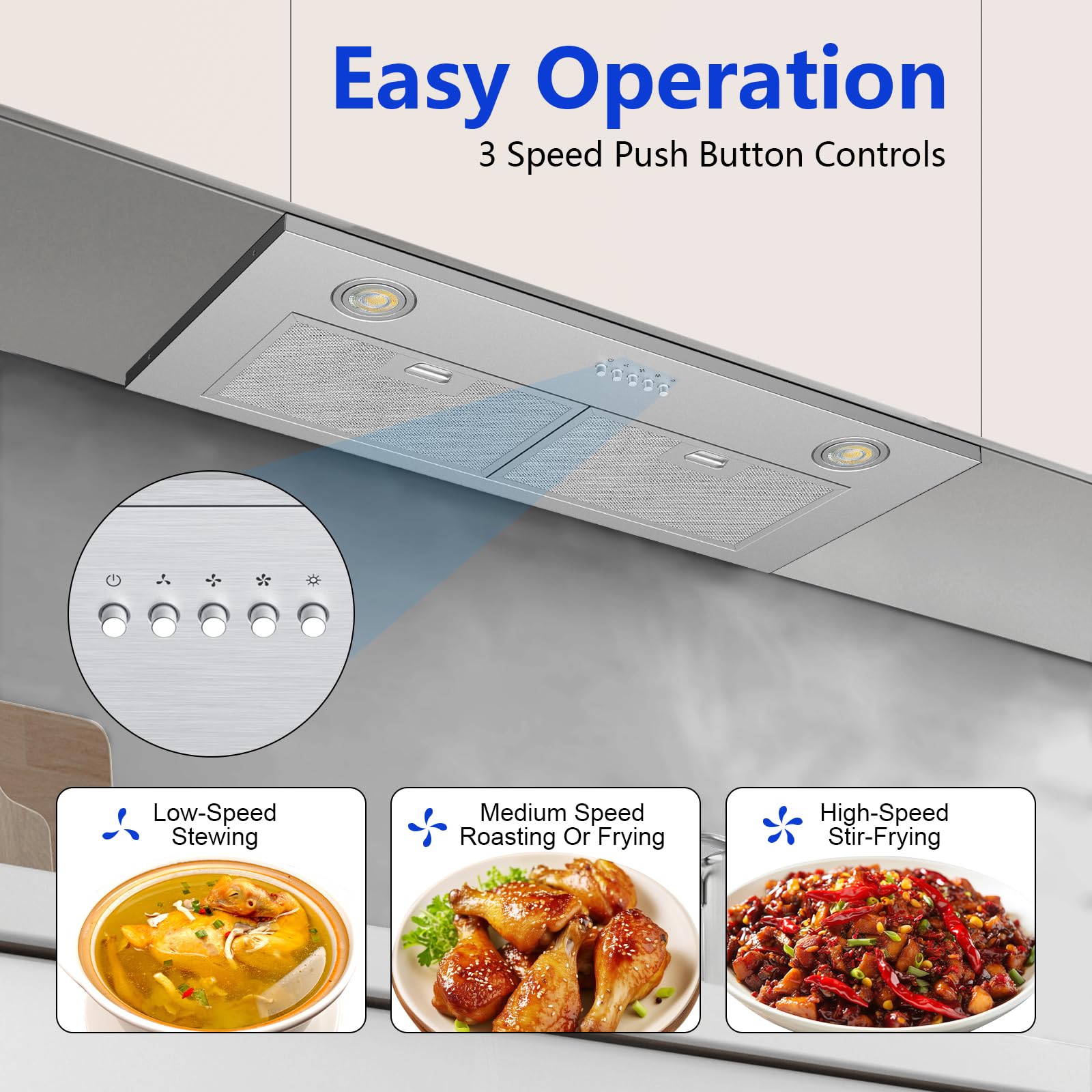 Upgraded Range Hood Insert 30 Inch with 750 CFM, Ducted/Ductless ...