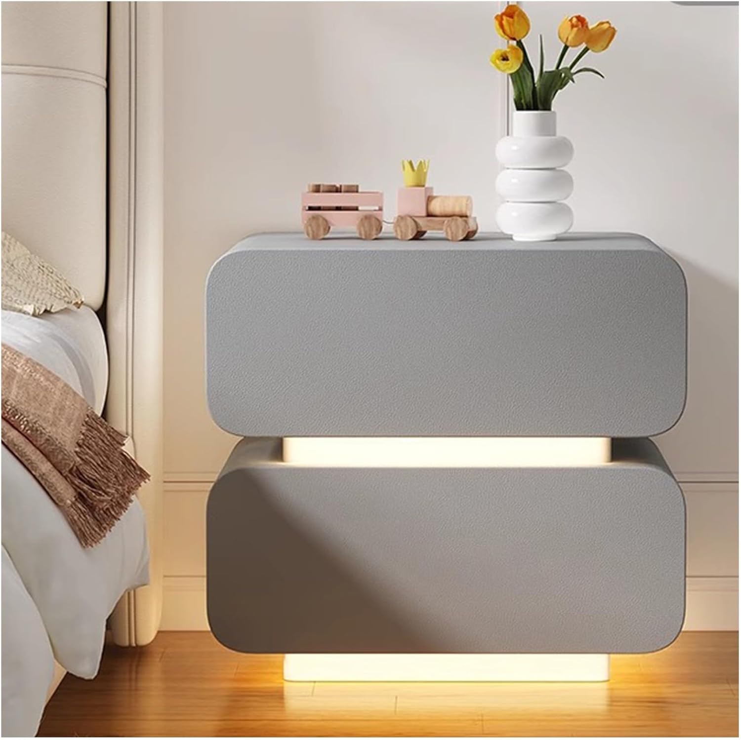 Smart Bedside Table, Three-color Adjustable Light, Smart Nightstand ...