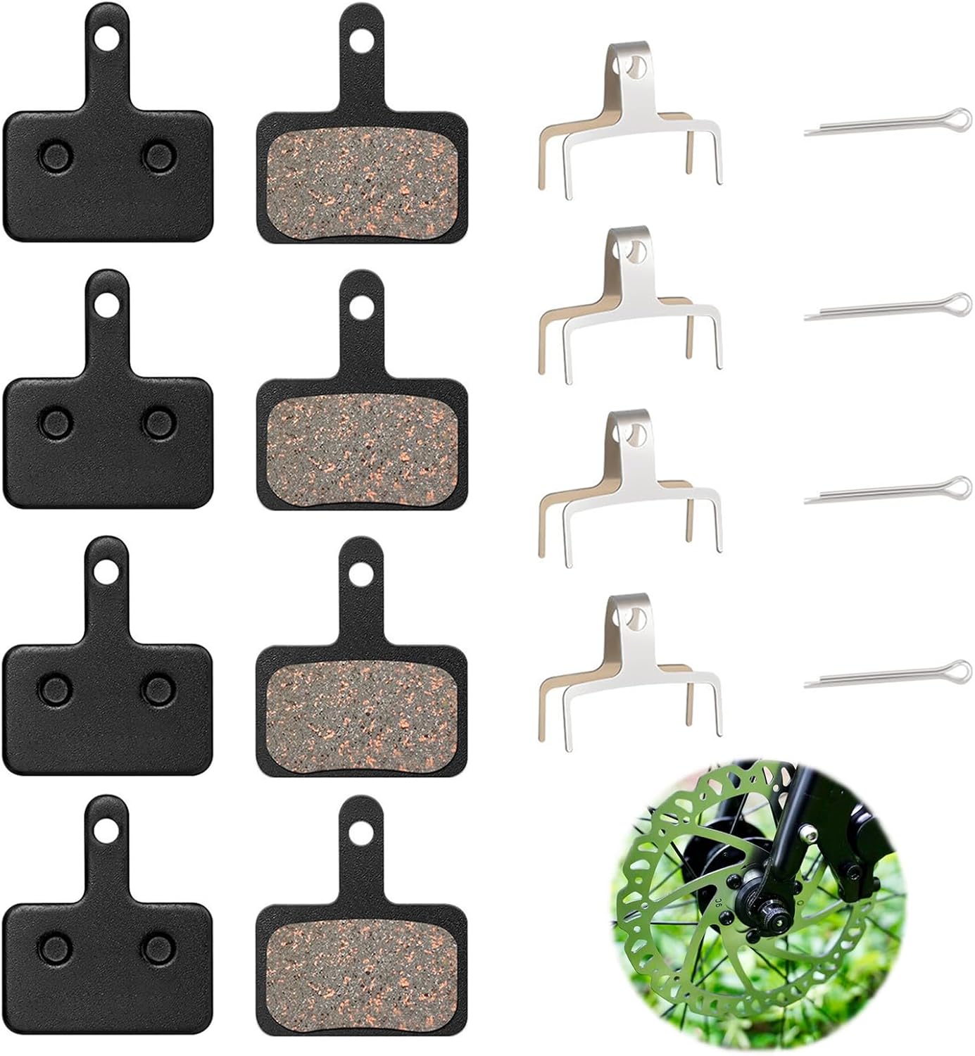 Bike Brake Pads, 4 Pairs Disc Brake Pads for Mountain MTB Ebike ...