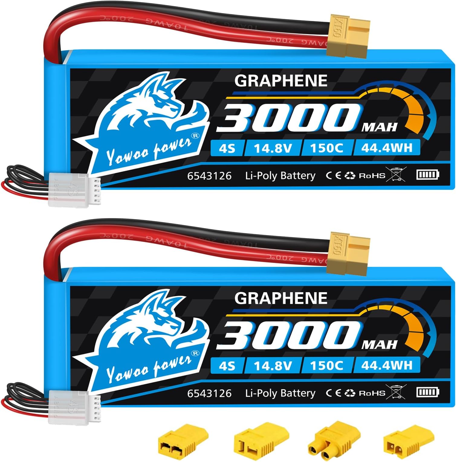 Amazon.com: Yowoo 2 Packs 4S Lipo Battery 3000mAh 150C 14.8V Soft Case ...