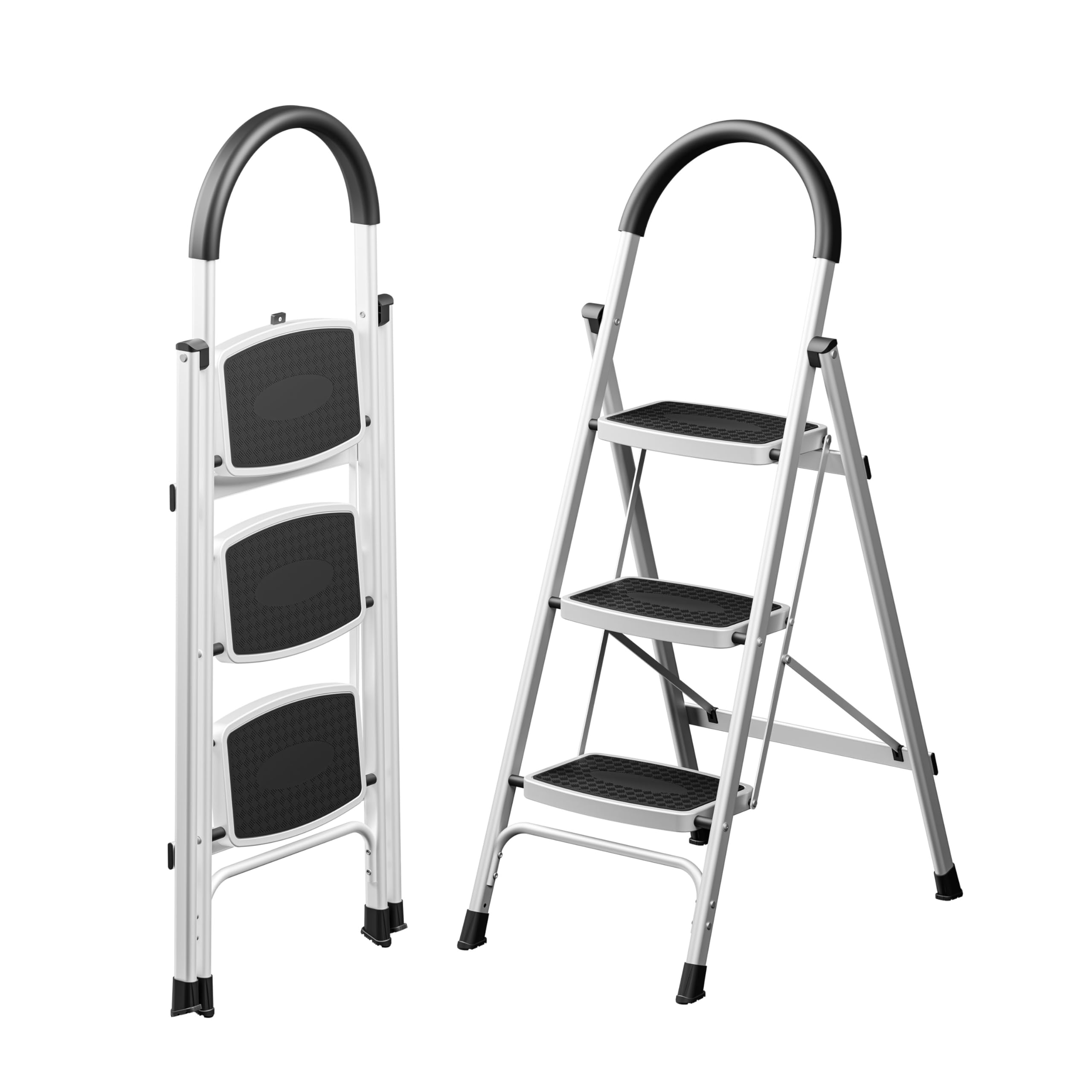 Amazon.com: 3 Step Ladder Step Stool for Adult with Anti-Slip Wide ...