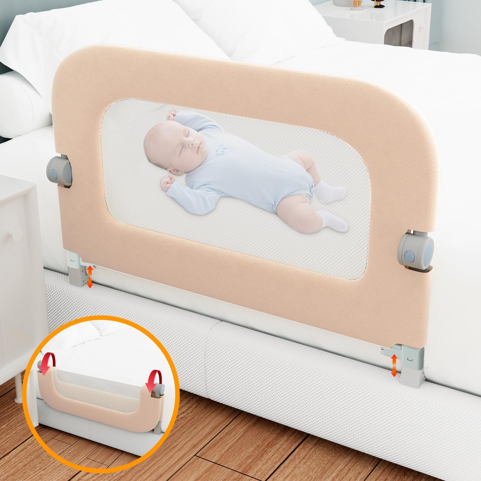 Amazon.com: welspo 70 Inches Bed Rail for Toddlers No Installation Fold ...