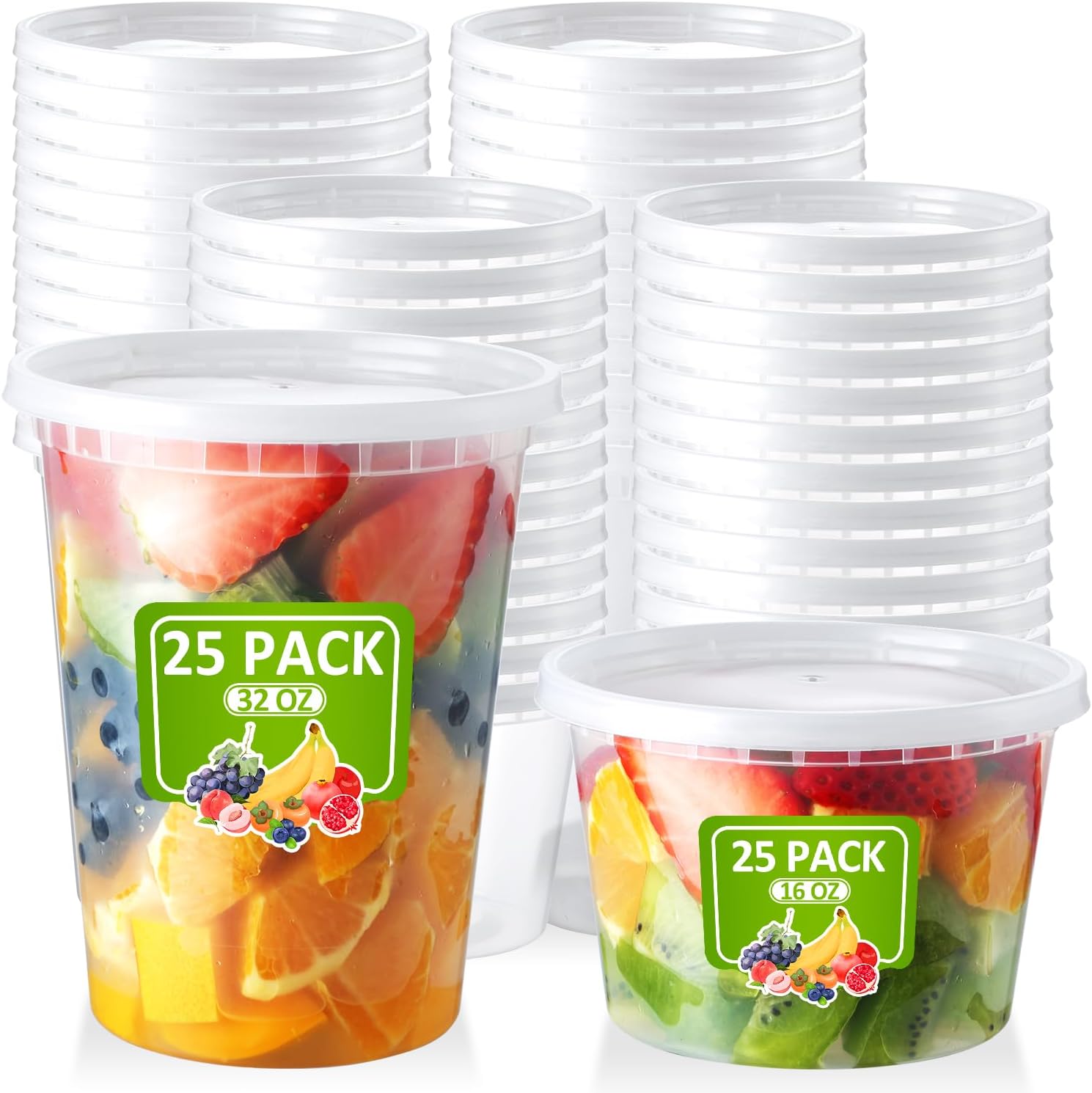 Amazon.com: NEEBAKE 50 Set Deli-Containers-with-Lids: [16oz 32oz] Combo ...