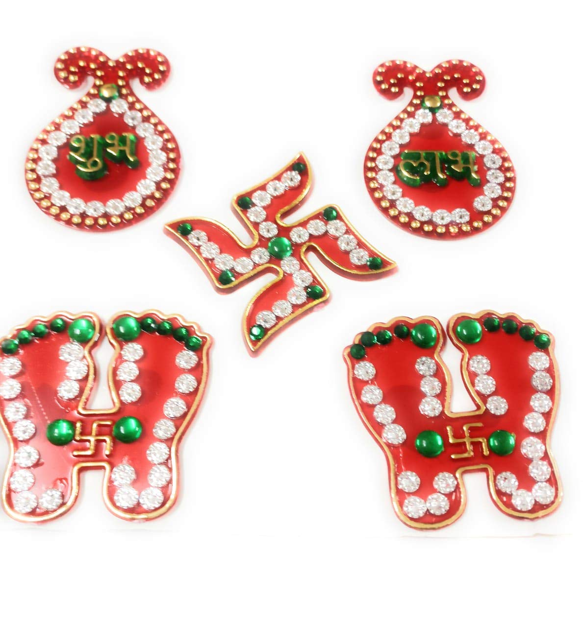 MoANaRetail Red Shubh Labh with Swastik & Goddess Lakshmi Foot Prints ...