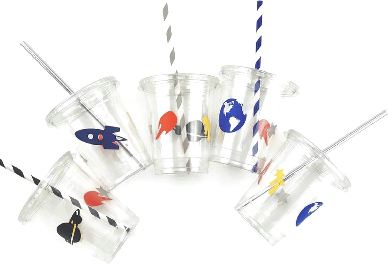 Amazon.com: Space Party Cups Galaxy Rocket Birthday Disposable with ...