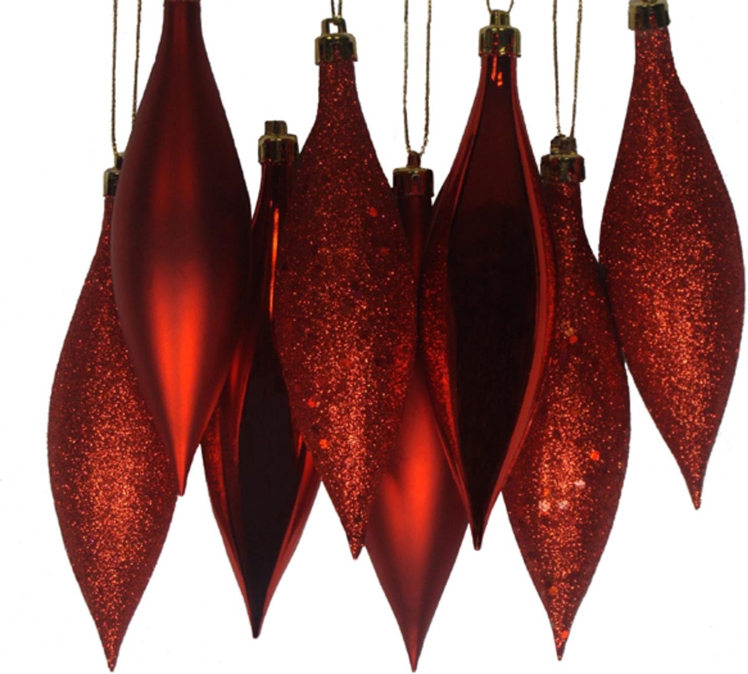 Amazon.com: 8ct Red Hot Shatterproof 4-Finish Finial Drop Christmas ...