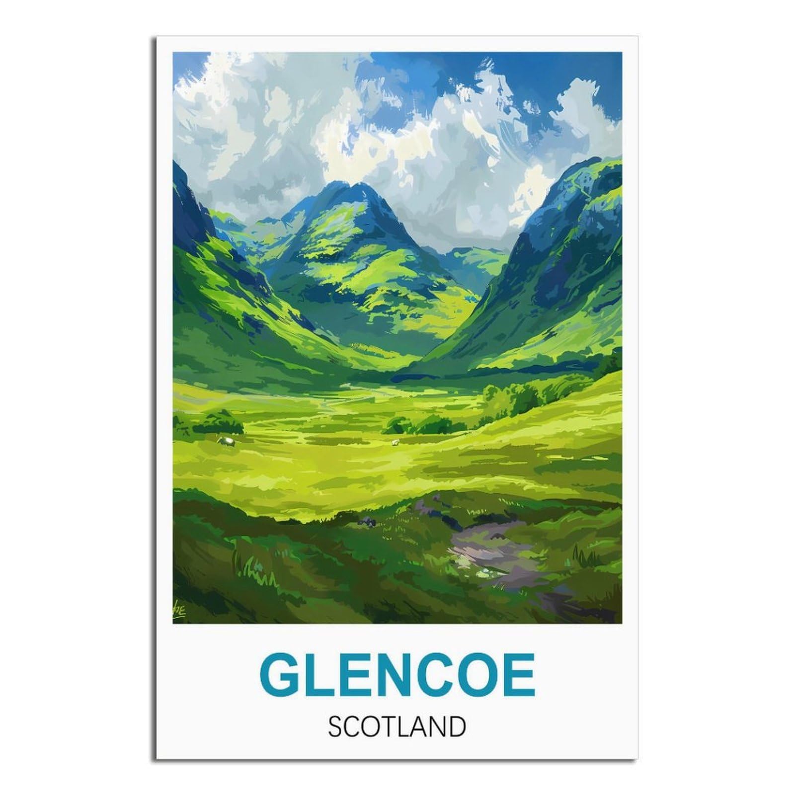 iPuzou Glencoe Scotland Vintage Travel Posters Grass 08x12inch(20x30cm ...