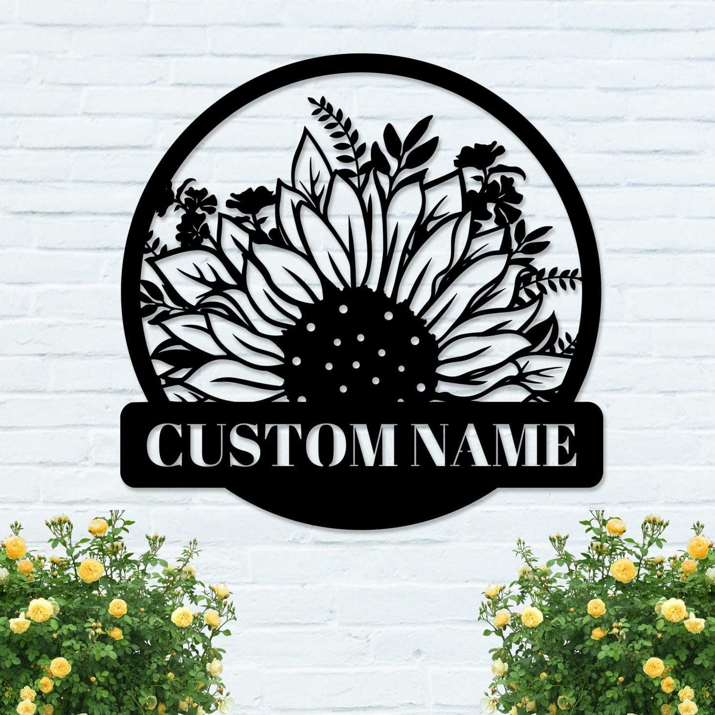 Amazon.com: Custom Metal Wall Art - Personalized Sunflower Monogram ...