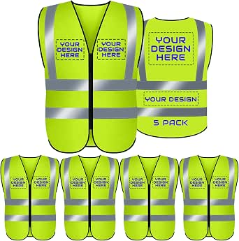 BeautyWill 5 Pack Custom Safety Vest,Personalized Vest,Safety Vest with ...