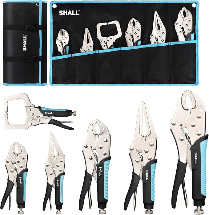 SHALL 6-Piece Locking Pliers, Vice Grips Pliers Set, 5",7" & 10" Curved ...