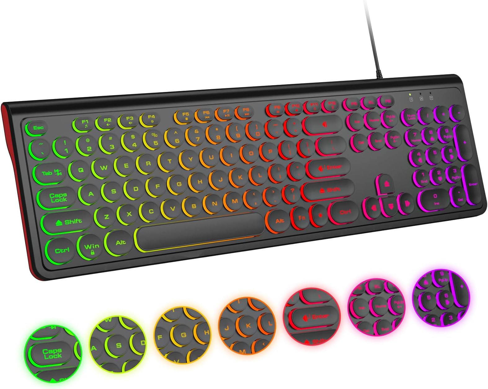 Amazon.com: Atelus USB Wired Keyboard with Backlit 7-Colors, Full Size ...