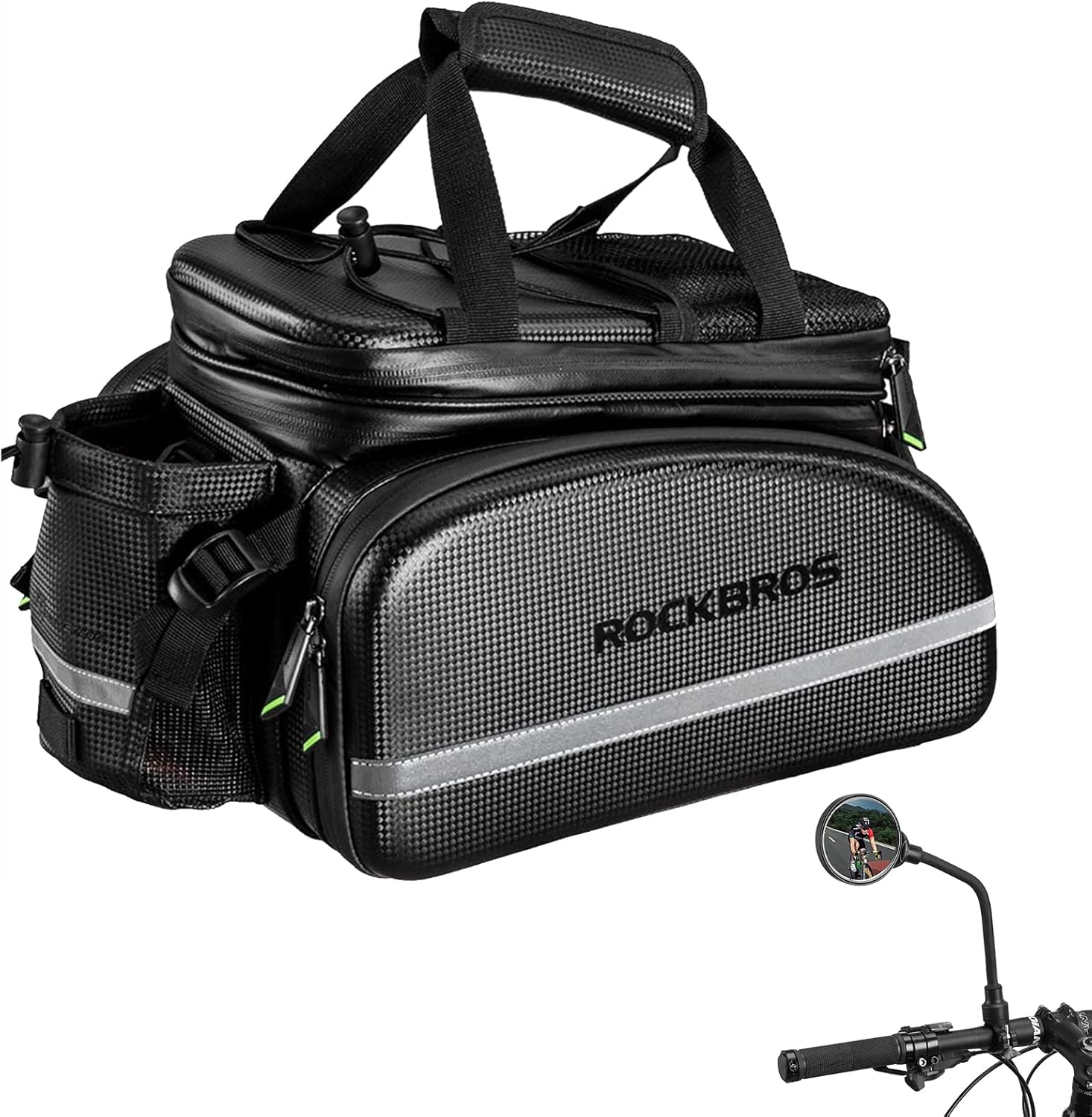 Amazon.com: ROCKBROS Bike Rack Bag Trunk Bag Waterproof Carbon Leather ...