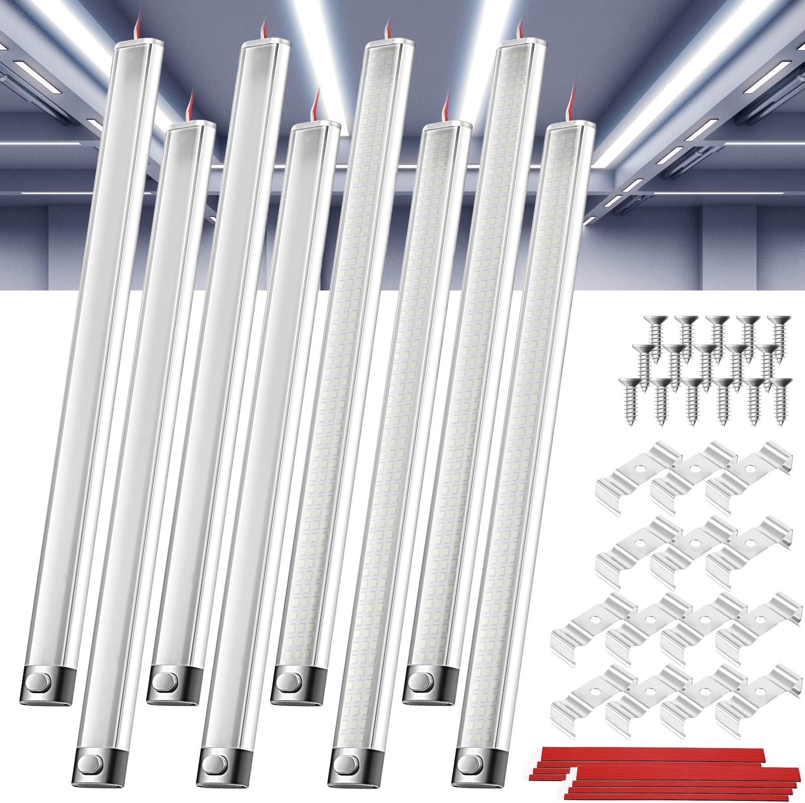 8 Pcs 12V LED Interior Light Bar, 168 LEDs Strip Lights 6500k LED Light ...