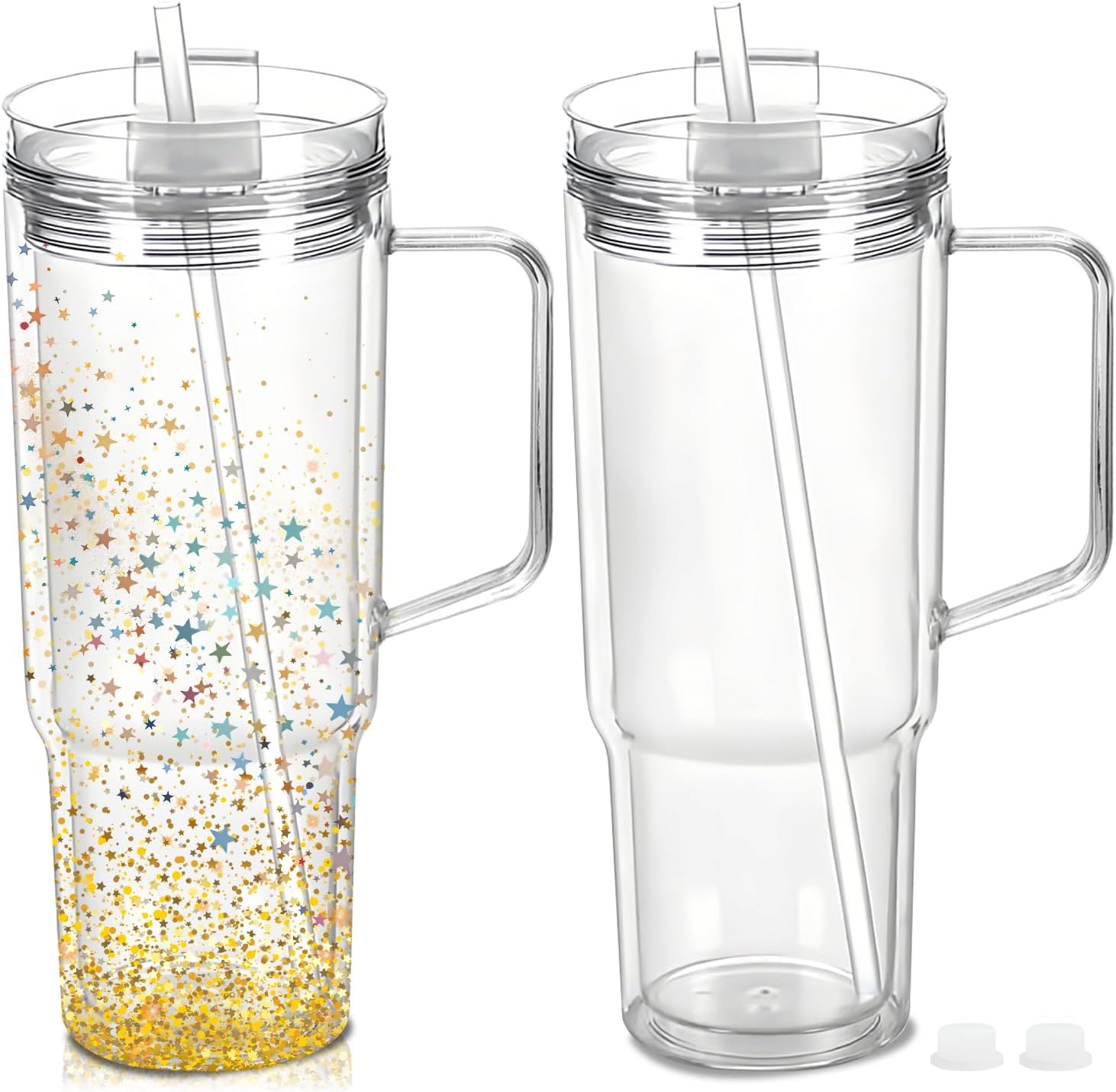 Amazon.com | CHLJAR 40oz Acrylic Snowglobe Tumbler, Pre Drilled Snow ...