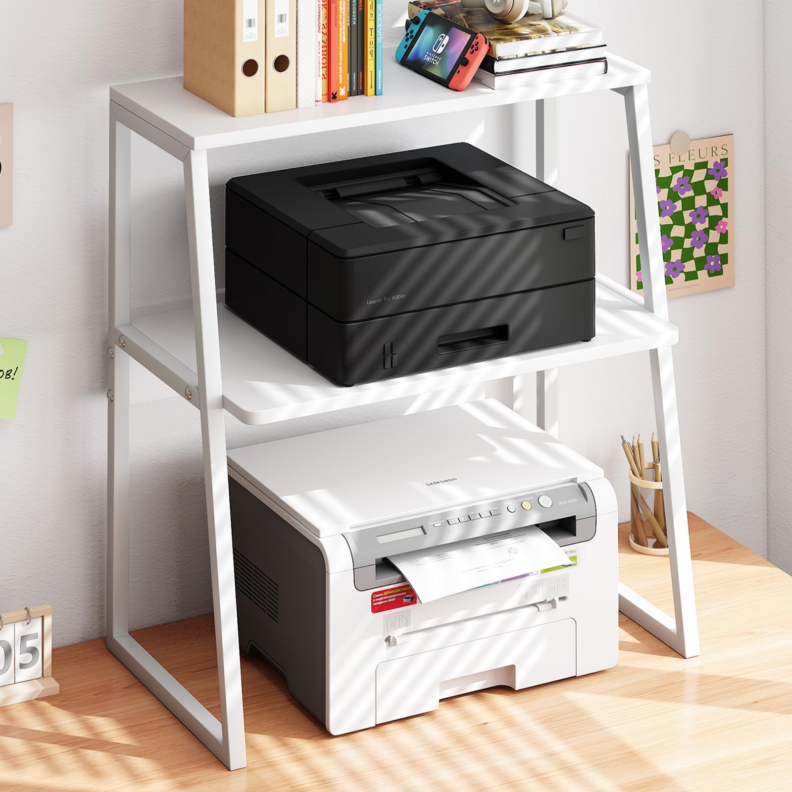 Amazon.com : Arbuxzuy Printer Stand for Desk, Desktop Printer Shelf, 3 ...