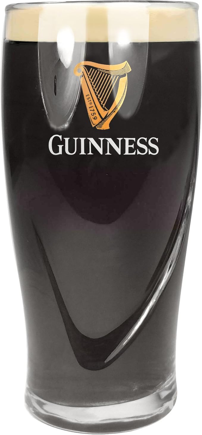 Amazon.com | 1 X Guinness Logo Pint Glass with Embossed Harp (20oz ...