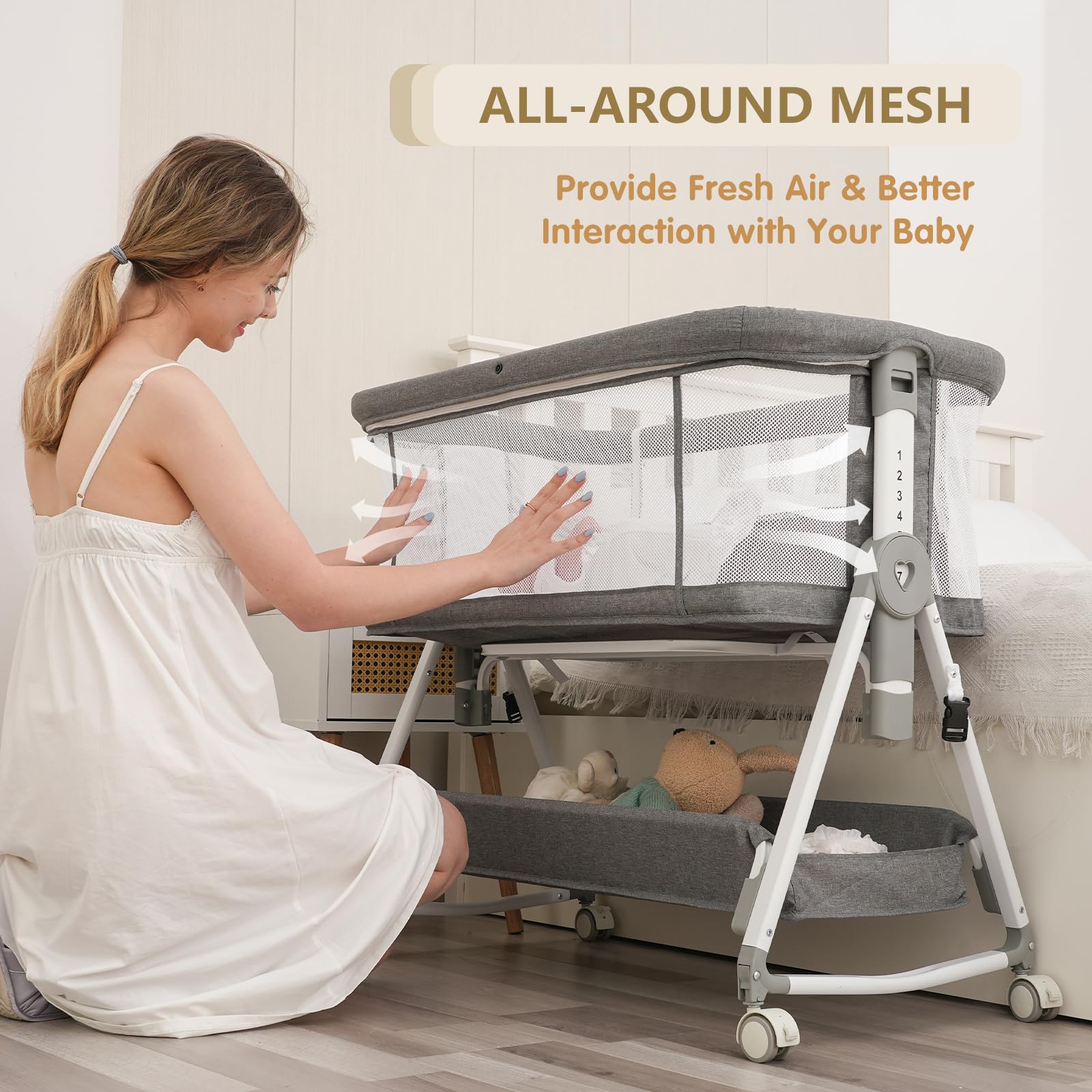 4 IN 1 Baby Bassinets Bedside Sleeper,Bedside Bassinet with Diaper ...