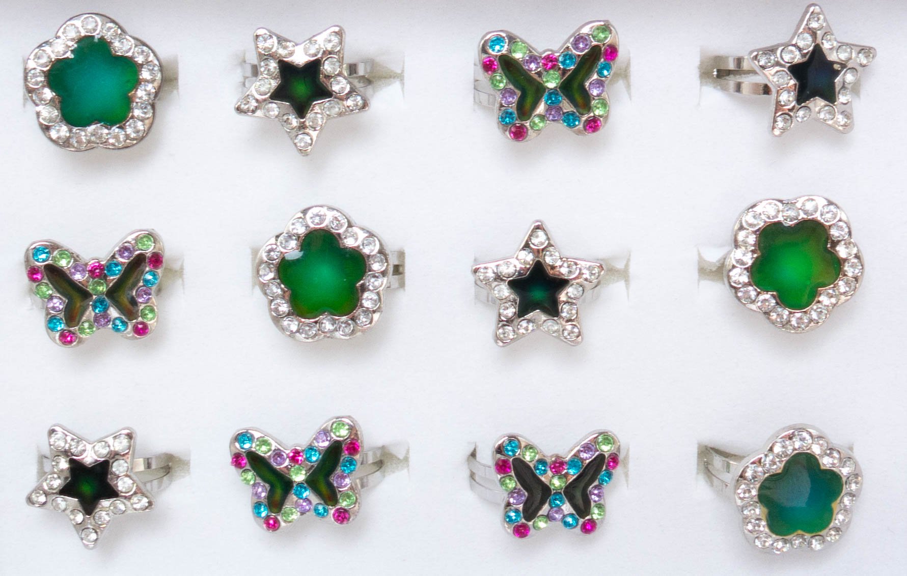 Buy 12 Adjustable Mood Rings for Women, Kids, Girls, Tween - Assorted ...