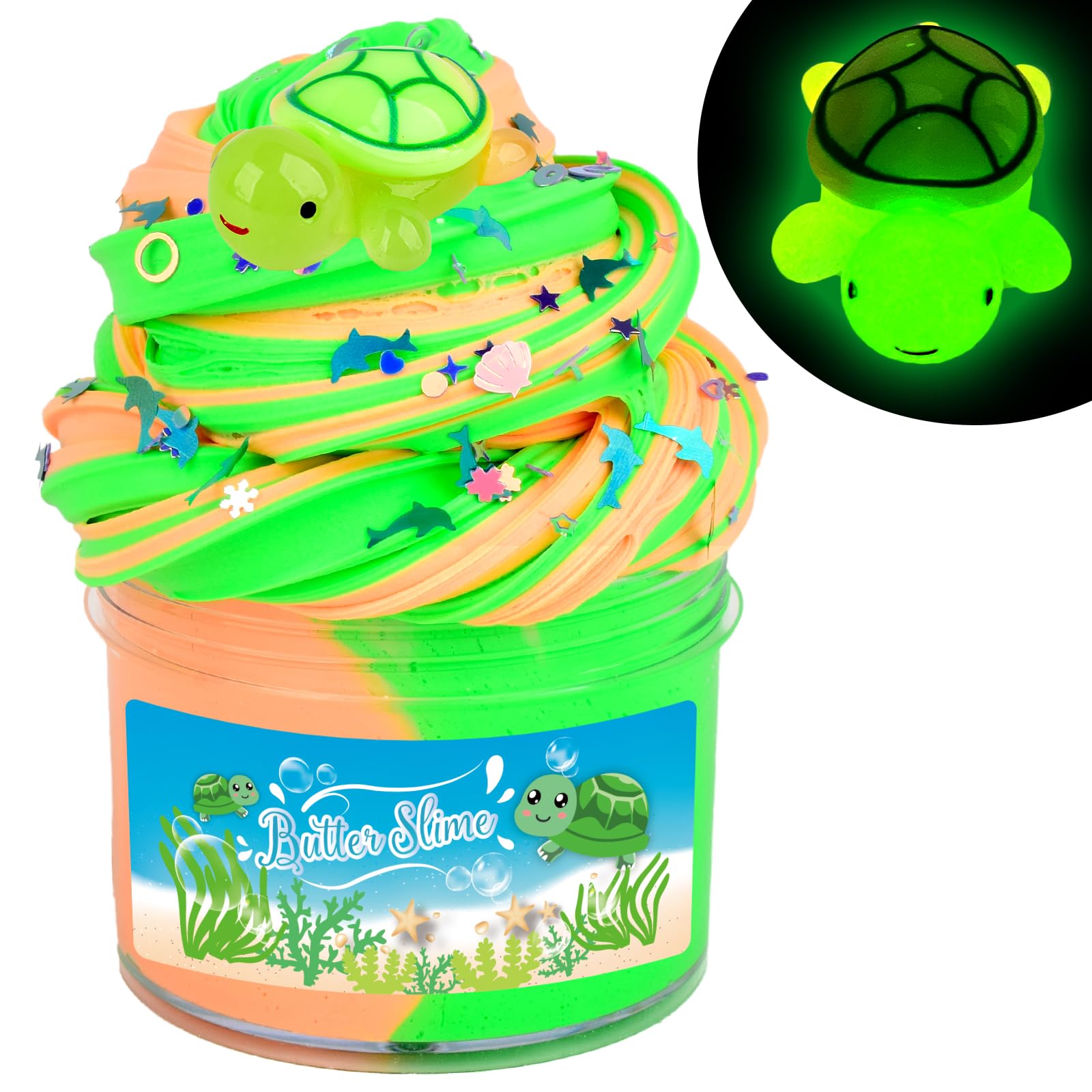 Amazon.com: Butter Slime Glow in The Dark Cute Charm, Glitter Mix Ins ...