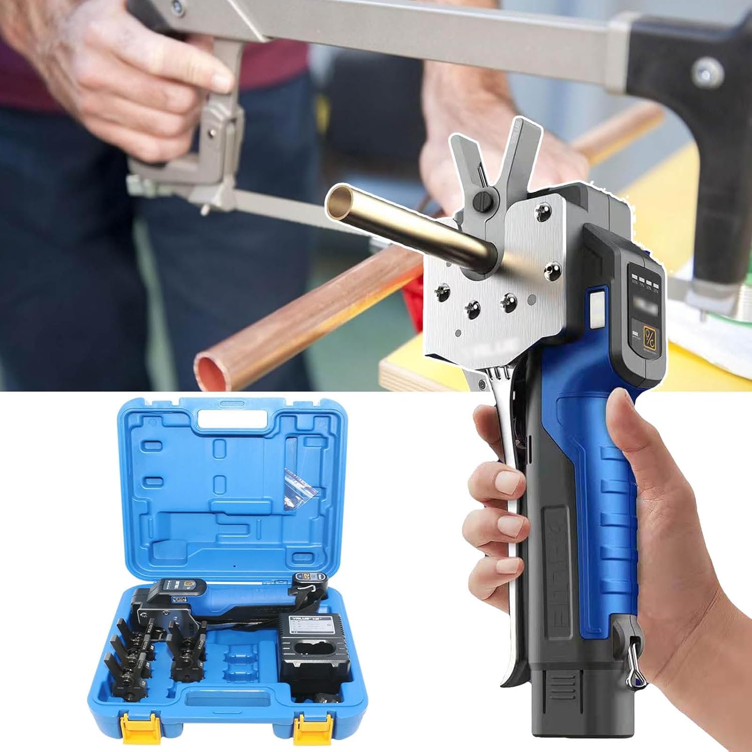 Electric Copper Pipe Flaring Tool Kit - Cordless Tube Expander, 2200mAh ...
