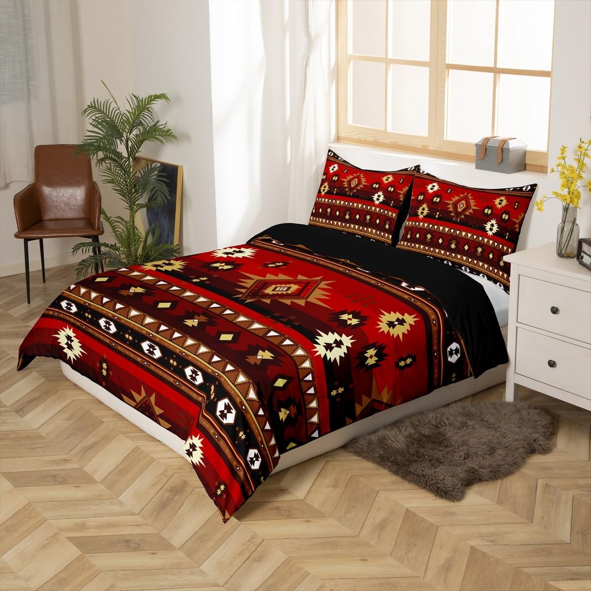 Loussiesd Kids Western Duvet Cover, Southwestern Aztec Bedding Set King ...