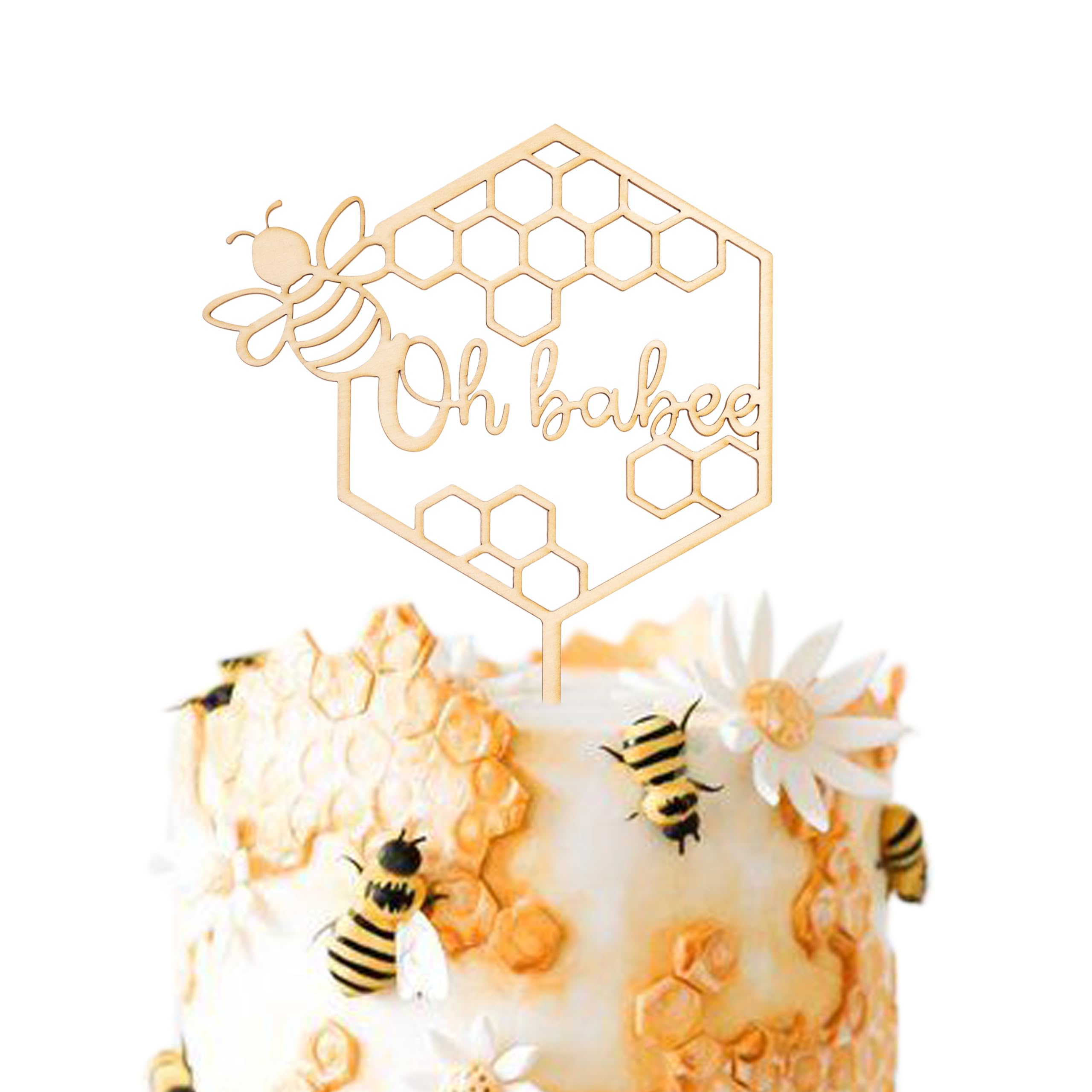 Oh Babee Wooden Cake Topper Bee Themed Cake Topper Bee | Desertcart INDIA