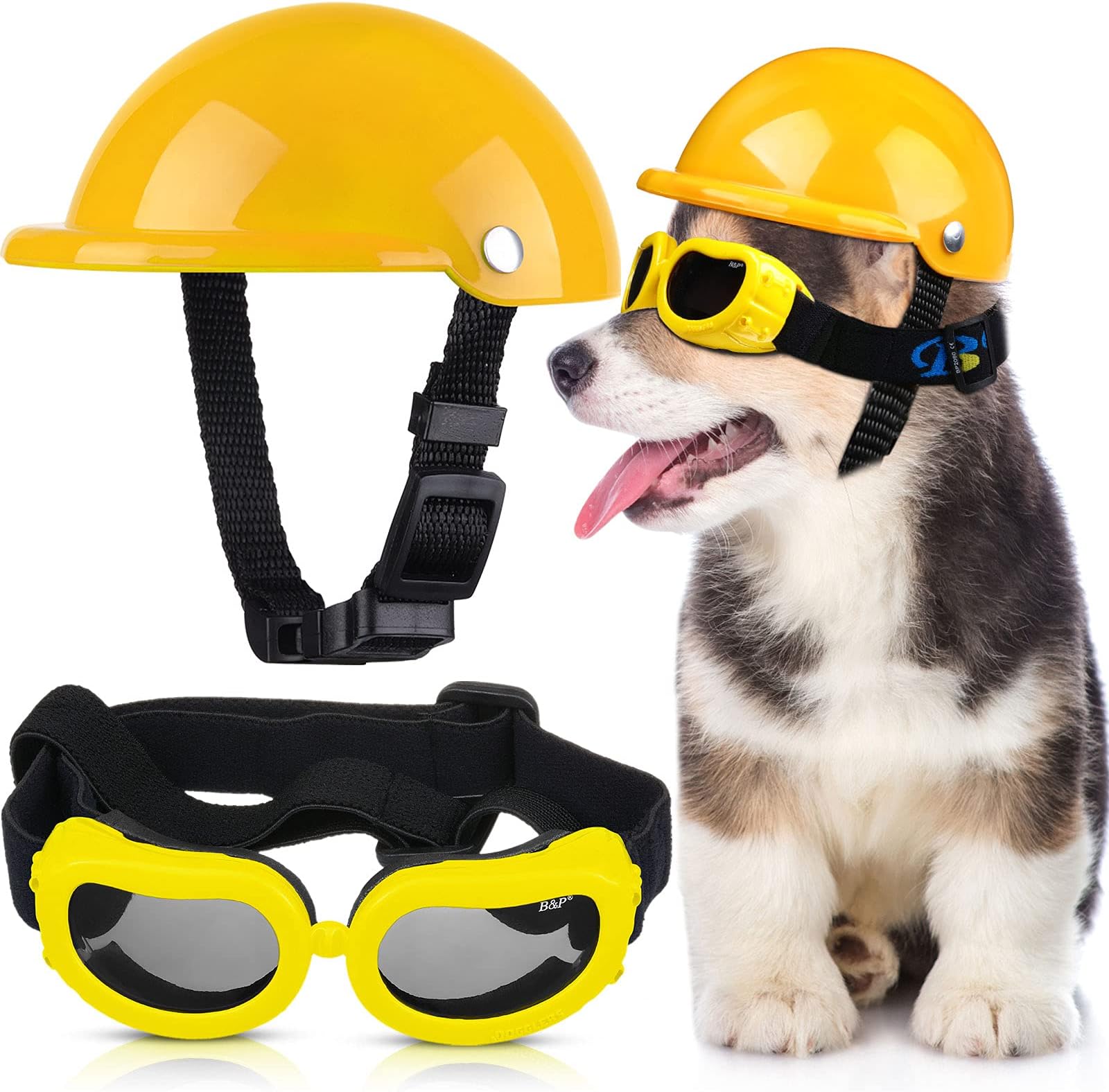 Amazon.com : Pet Dog Helmet and Dog Goggles Set 4 Inch Padded Pet ...